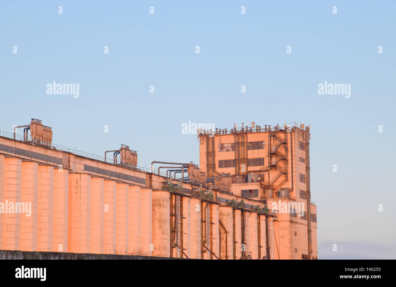 Building for storing and drying grain. Soviet-built elevator Stock ...