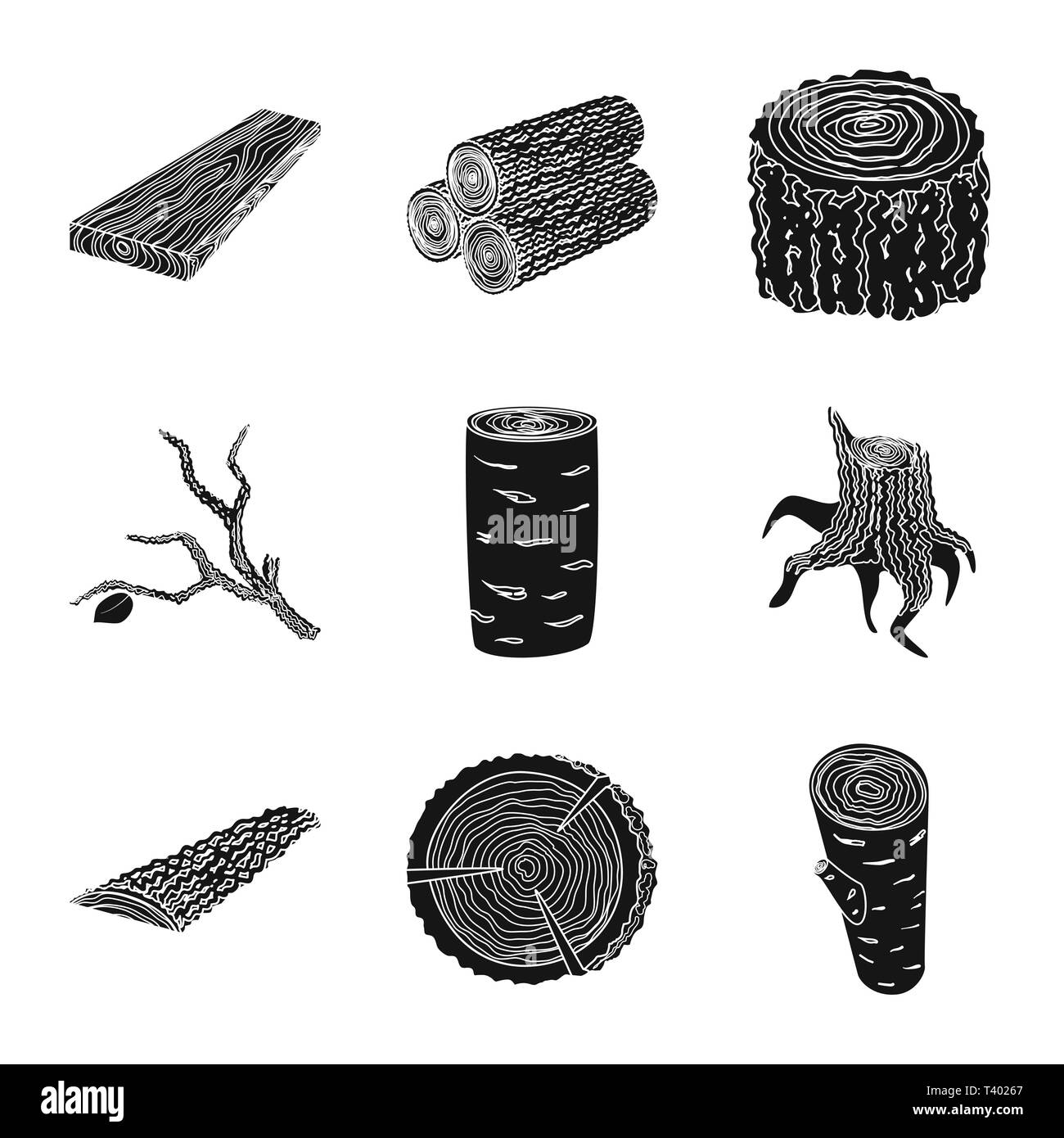 Vector illustration of hardwood and construction sign. Set of hardwood ...