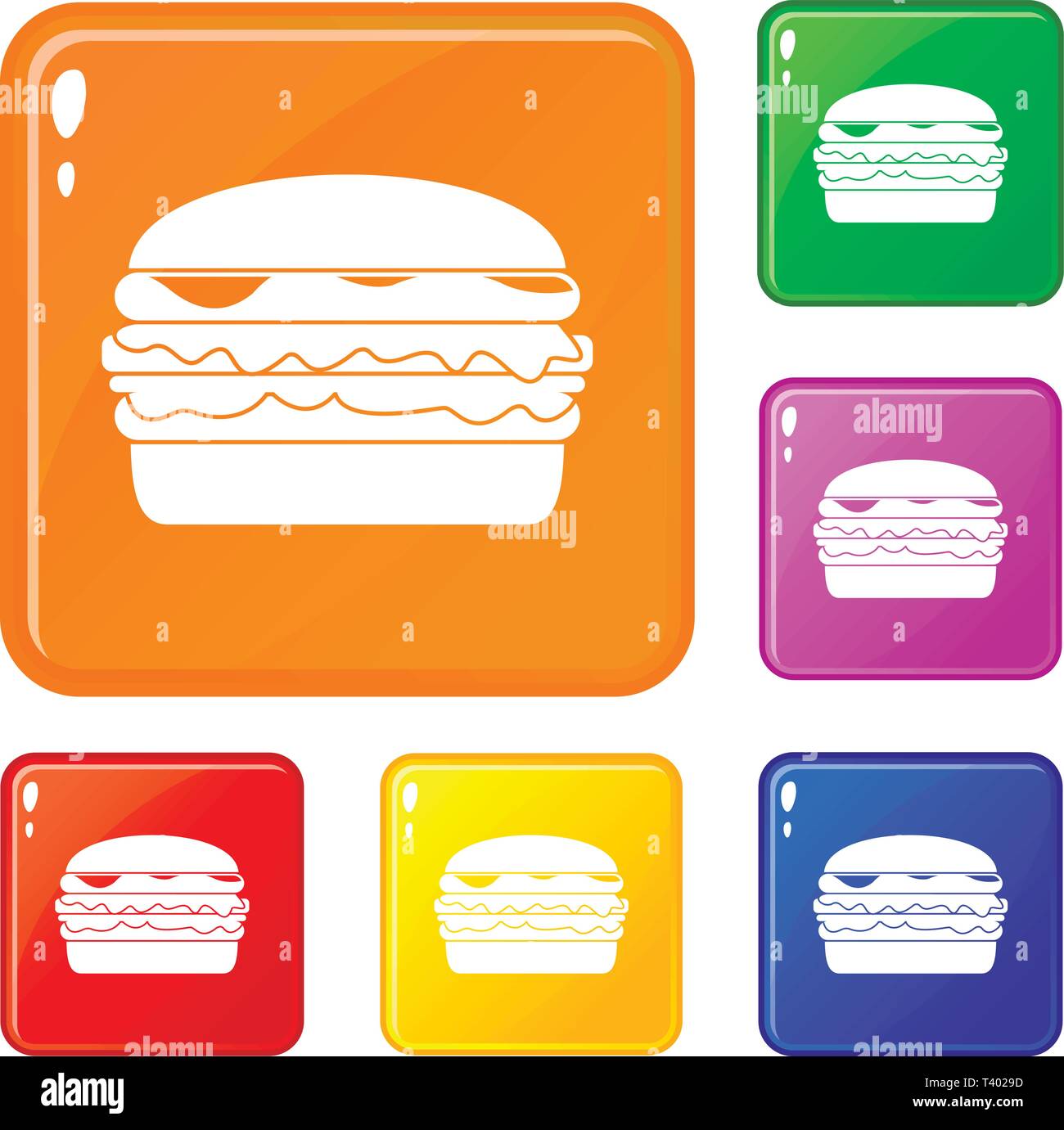 Burger icons set vector color Stock Vector Image & Art - Alamy