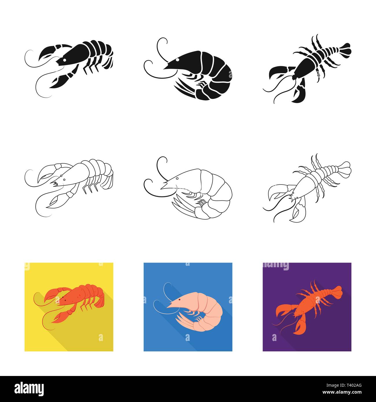 Vector design of appetizer and ocean sign. Set of appetizer and ...