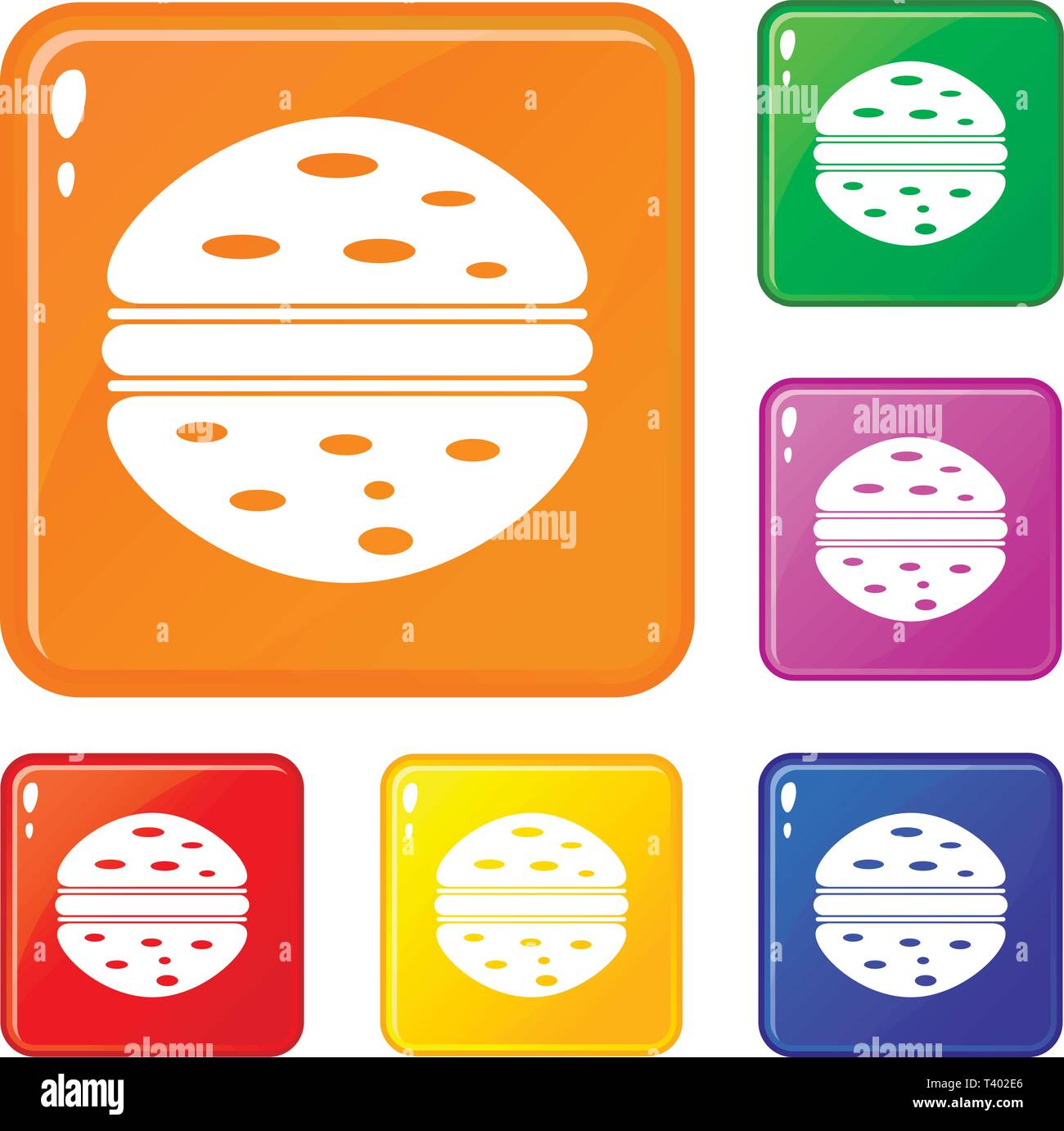 Burger icons set vector color Stock Vector Image & Art - Alamy