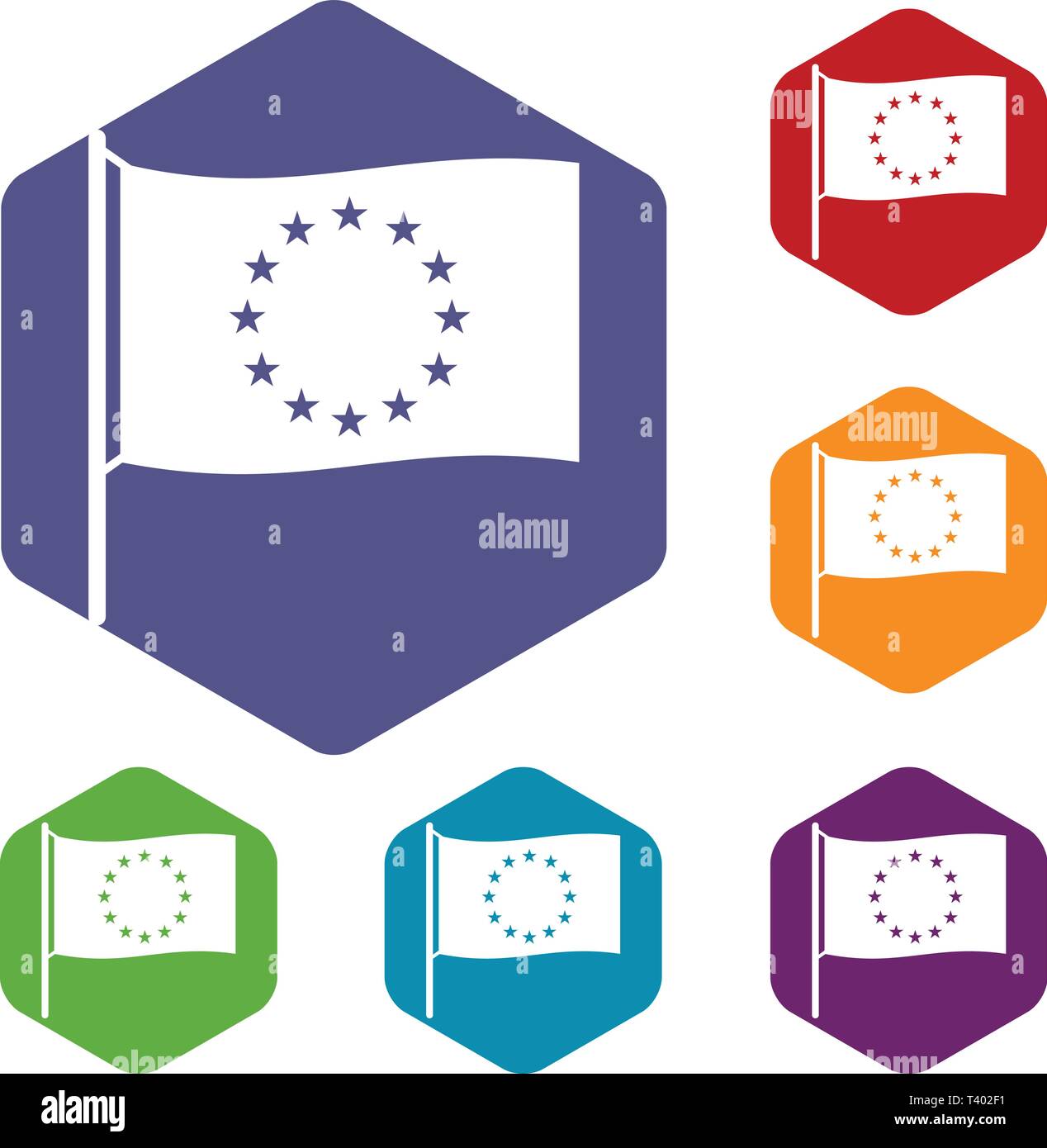 European flag icons vector hexahedron Stock Vector Image & Art - Alamy