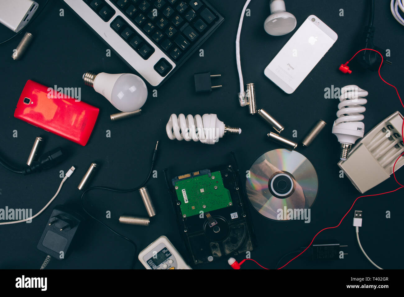 Recycling, reuse, reduce concept. Recycling electric waste. Background ...