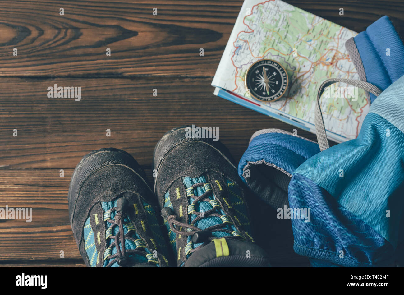Walking boots and map hi-res stock photography and images - Alamy
