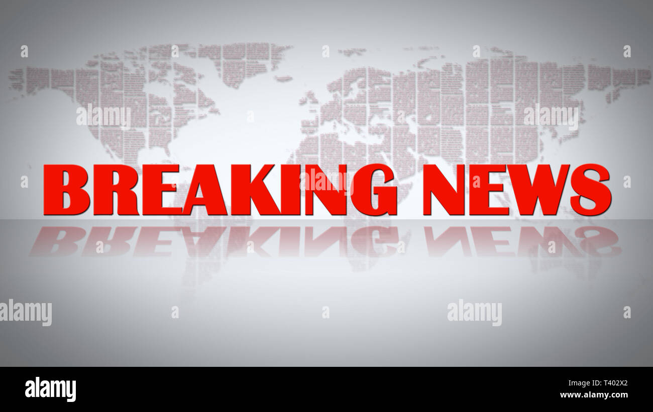 Breaking News - world map background - 3d Illustration Stock Photo - Alamy