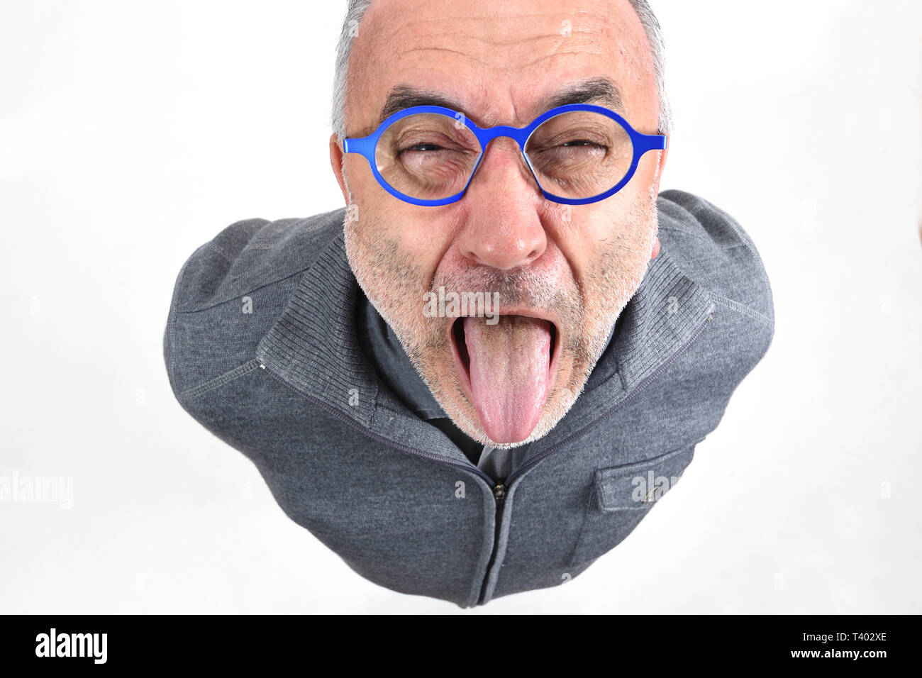 man making mockery on white Stock Photo - Alamy