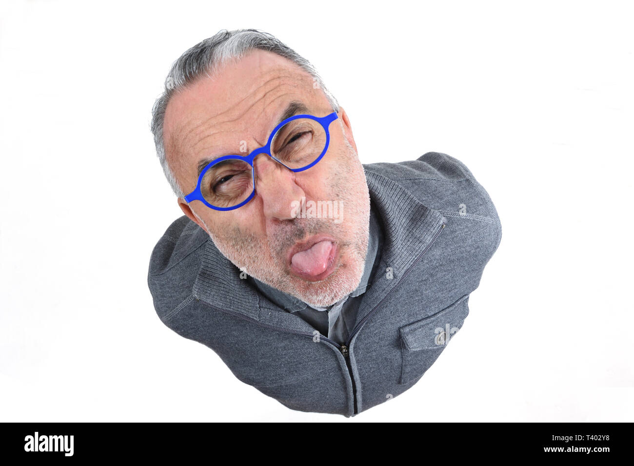 man making mockery on white background Stock Photo - Alamy