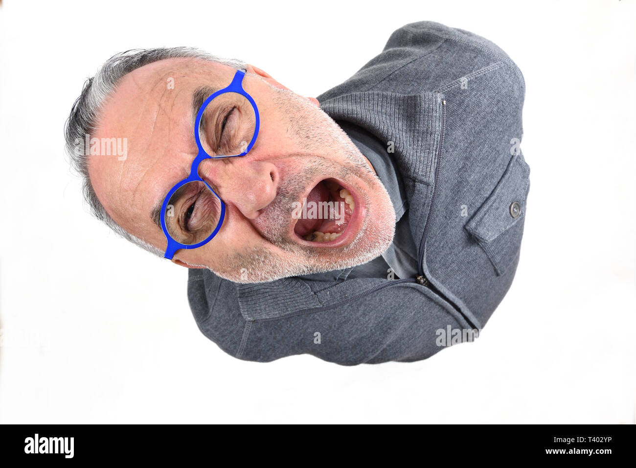 Screaming old man crazy face hi-res stock photography and images - Alamy
