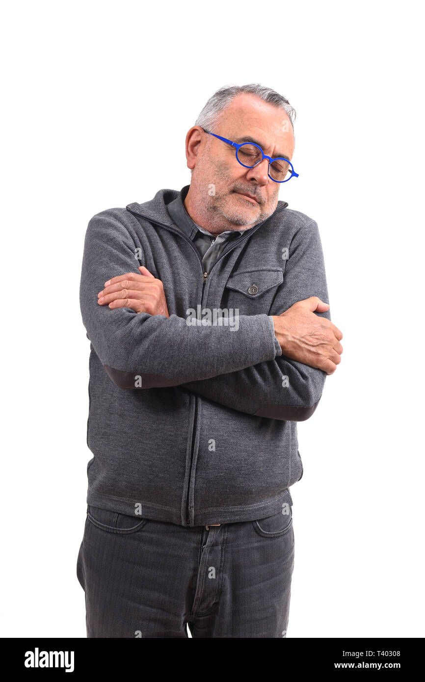 man hugging on white background Stock Photo - Alamy