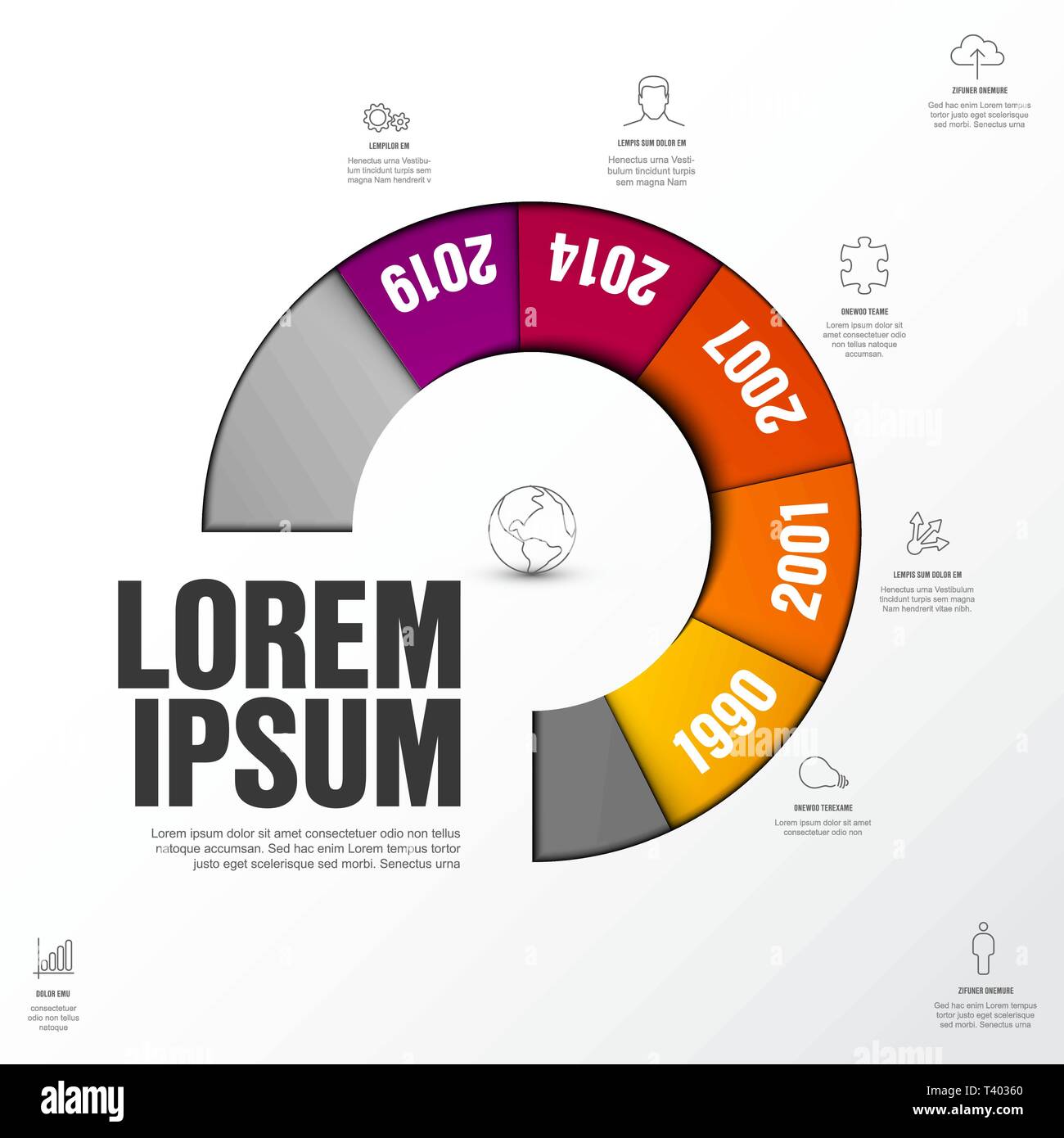 Vector Infographic timeline template made from colorful wheel Stock ...