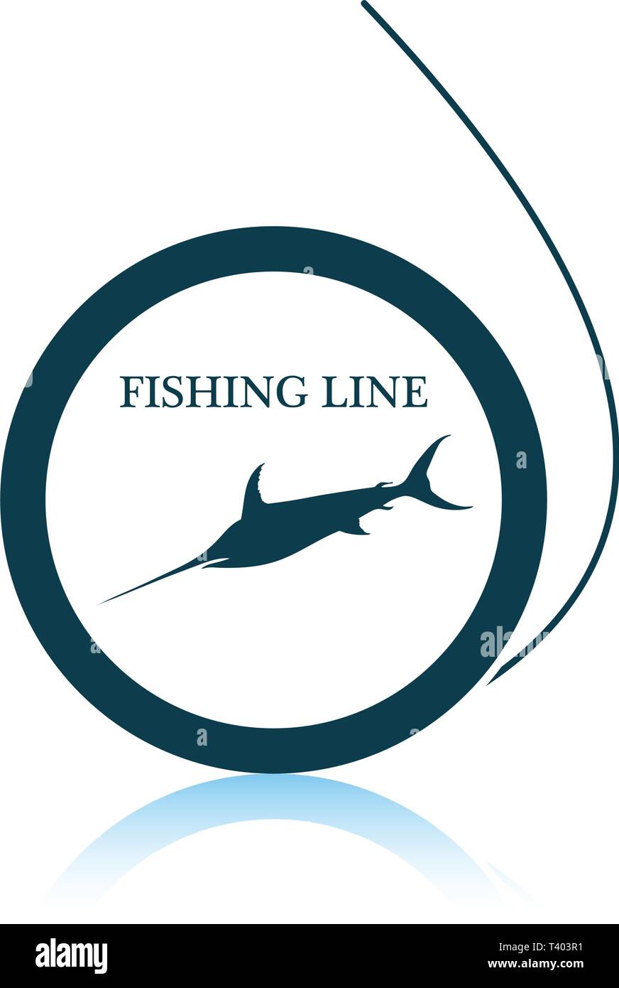 Icon of fishing line. Shadow reflection design. Vector illustration ...