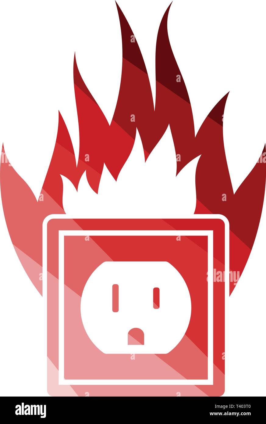 Electric outlet fire icon. Flat color design. Vector illustration Stock ...