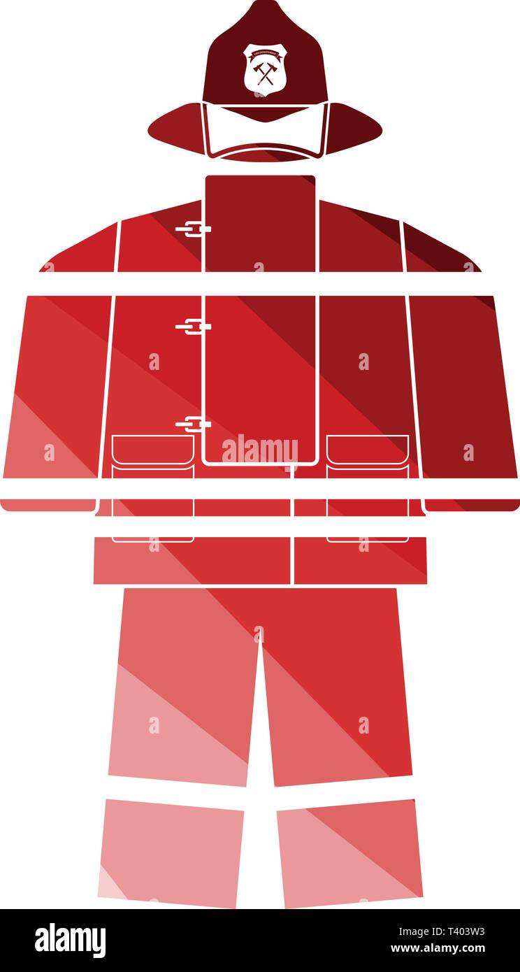 Fire service uniform icon. Flat color design. Vector illustration Stock ...