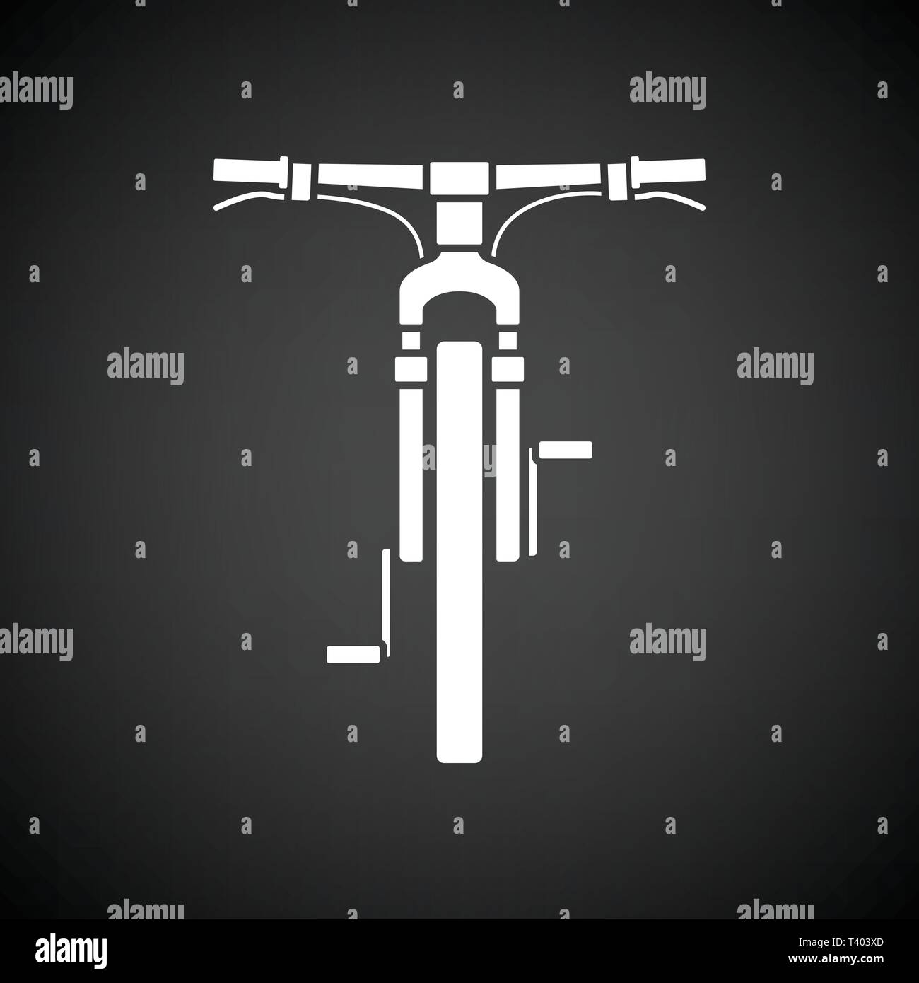 Bike icon front view. Black background with white. Vector illustration ...