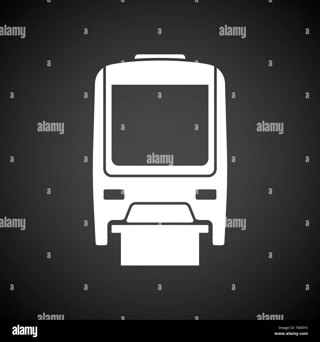 Monorail icon front view. Black background with white. Vector ...