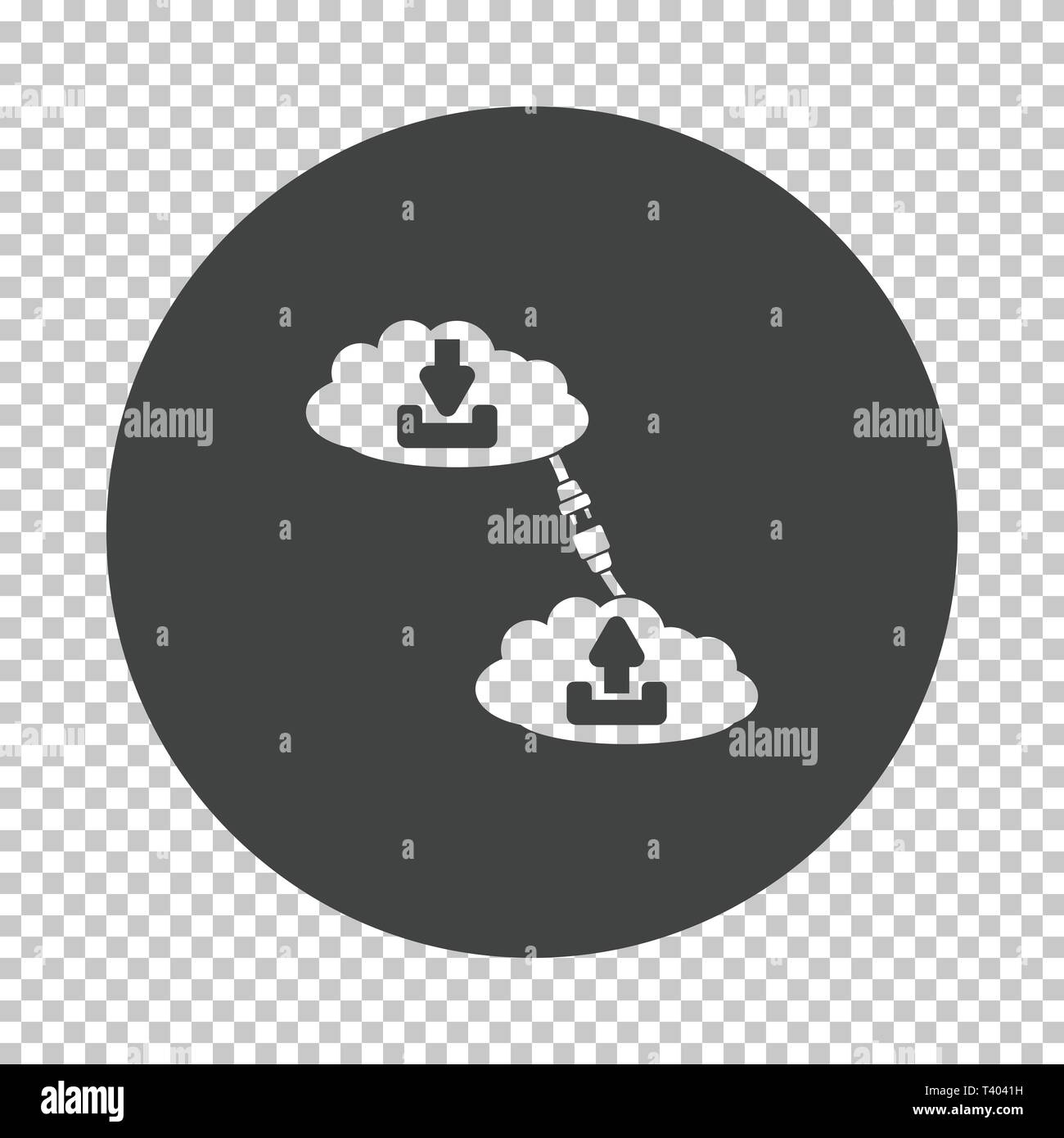 Cloud connection icon. Subtract stencil design on tranparency grid ...