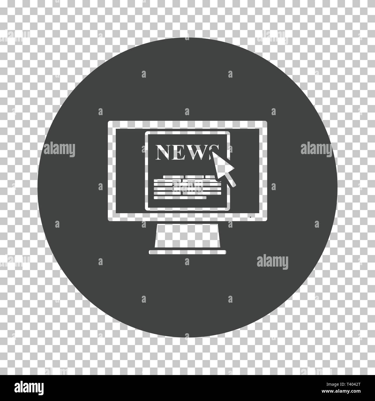 Monitor with news icon. Subtract stencil design on tranparency grid ...