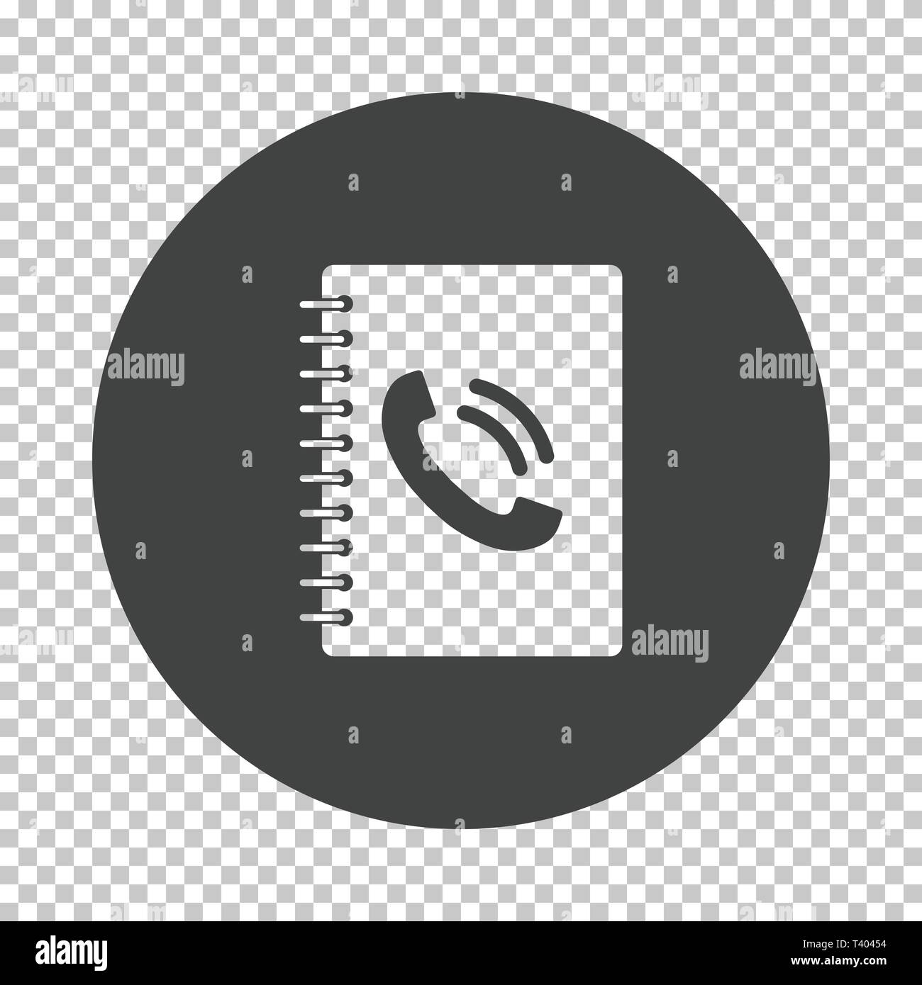 Phone book icon. Subtract stencil design on tranparency grid. Vector ...