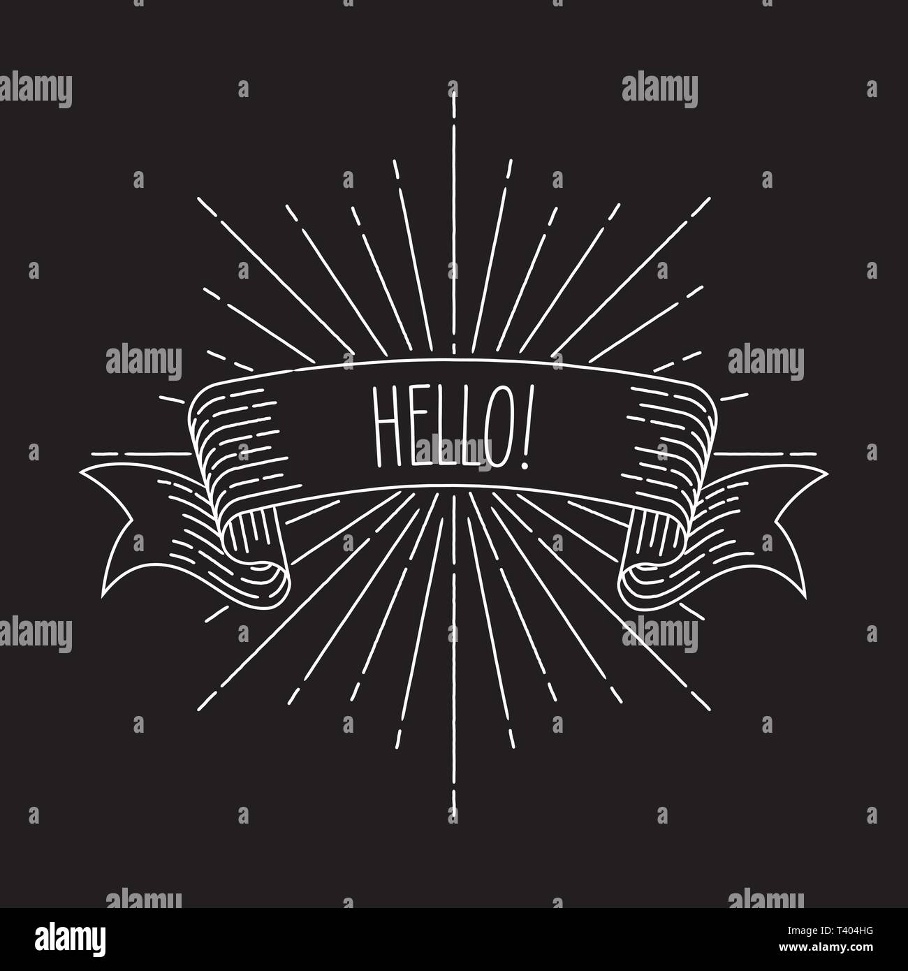 Hello banner. Ribbon banner design element in vintage look with word ...