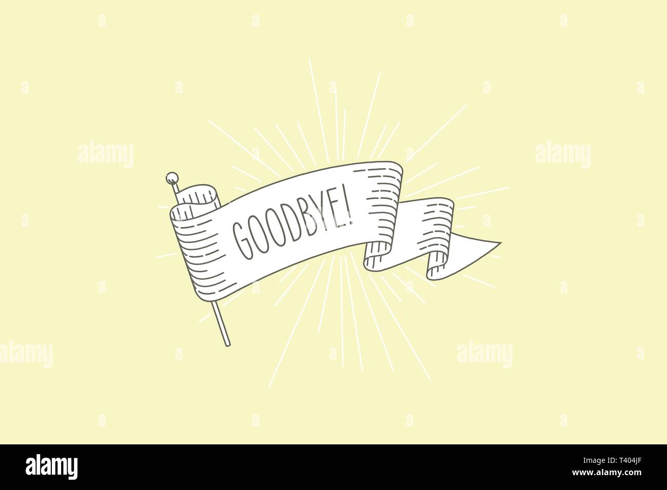 Goodbye flag banner. Ribbon flag greeting card in vintage look with ...