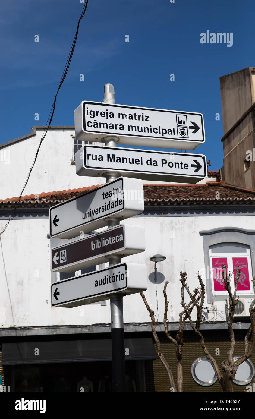 Road signs in The Azores Stock Photo - Alamy