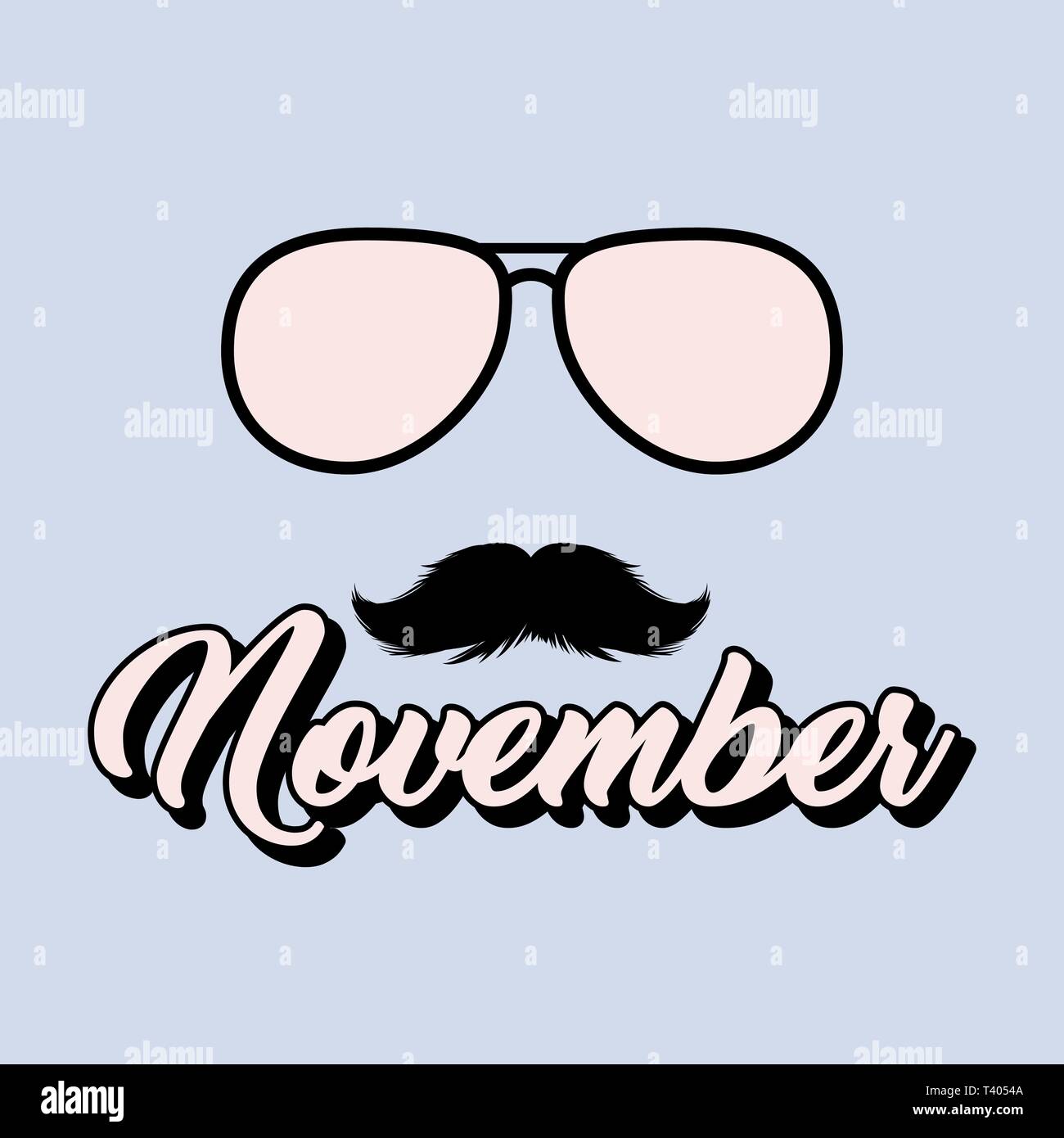 Moustaches and Sunglasses Mans Face Poster. Silhouette and Hand Drawn ...