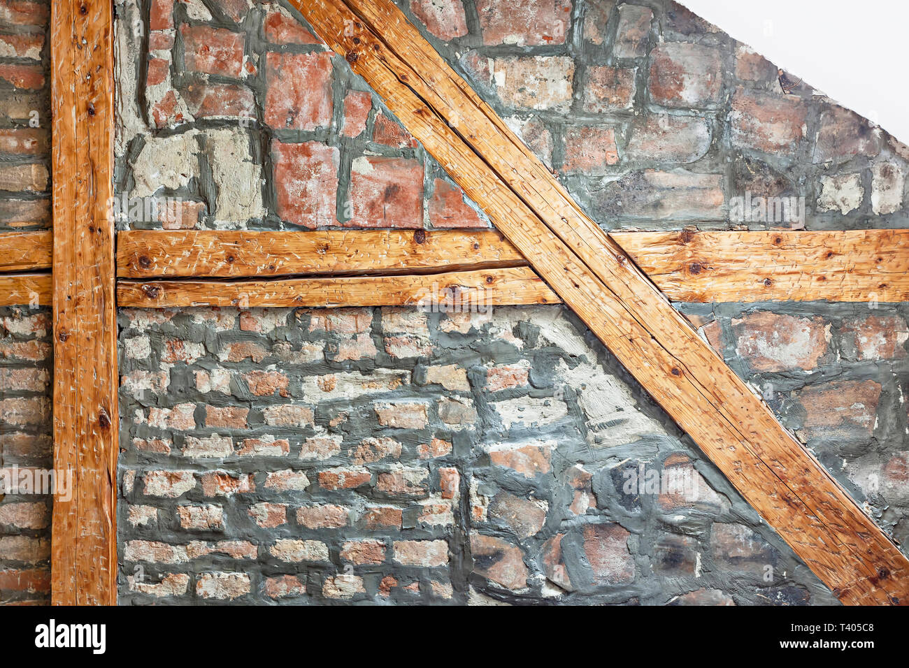 Old Wood Beams Brick Wall High Resolution Stock Photography and Images - Alamy
