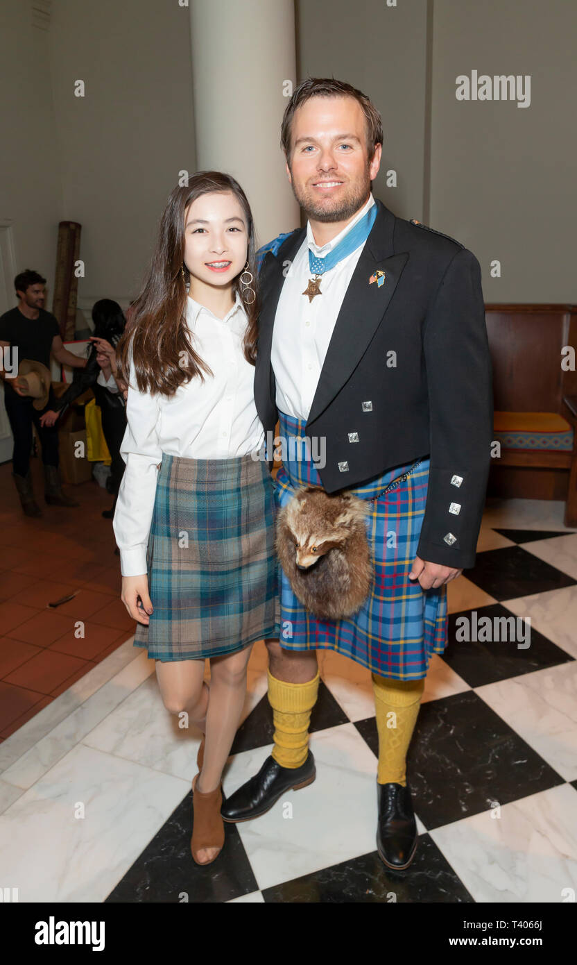 New York, NY - April 5, 2019: Hannah Byers and Medal of Honor recipient ...