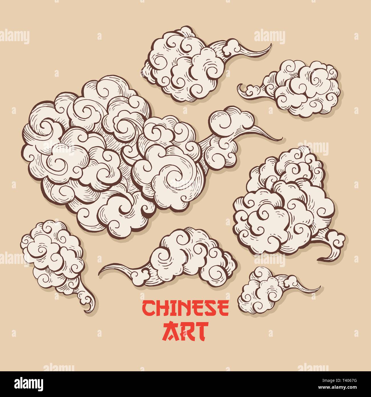 Asian elements hand drawn Stock Vector Images - Alamy