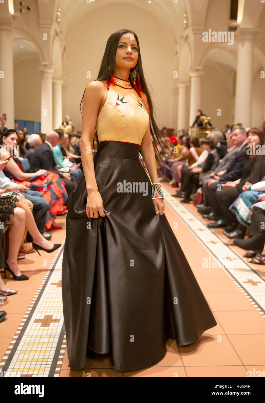 New York, NY - April 5, 2019: Model wearing dress by Red Berry Woman ...