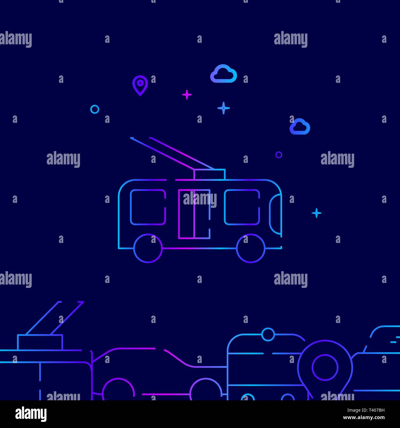 Trolleybus Vector Line Illustration. City, Public Transport Gradient ... Trolleybus Vector Line Illustration. City, Public Transport Gradient ...