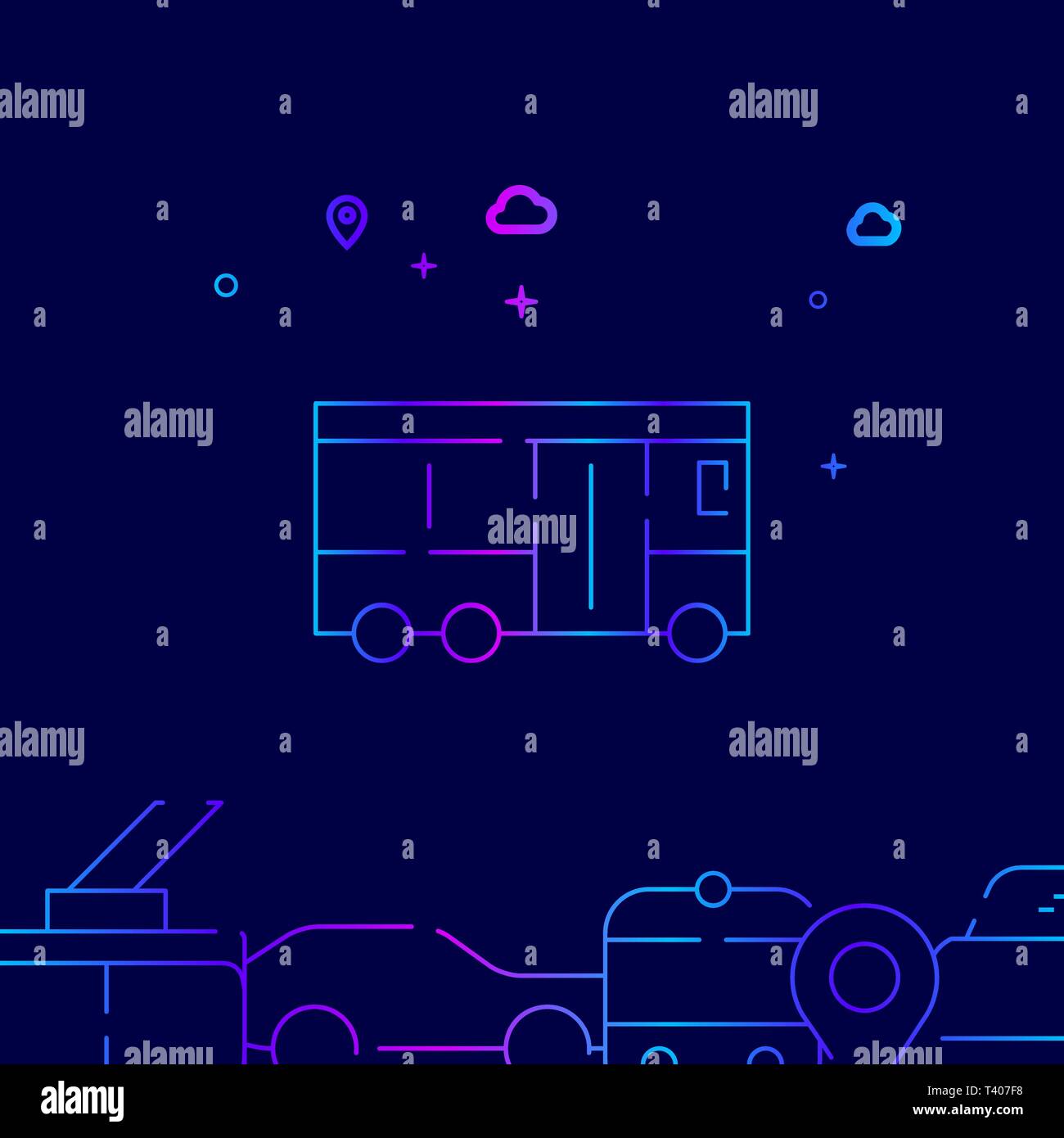 Shuttle Bus Vector Line Illustration. Public Transport Gradient Icon ...