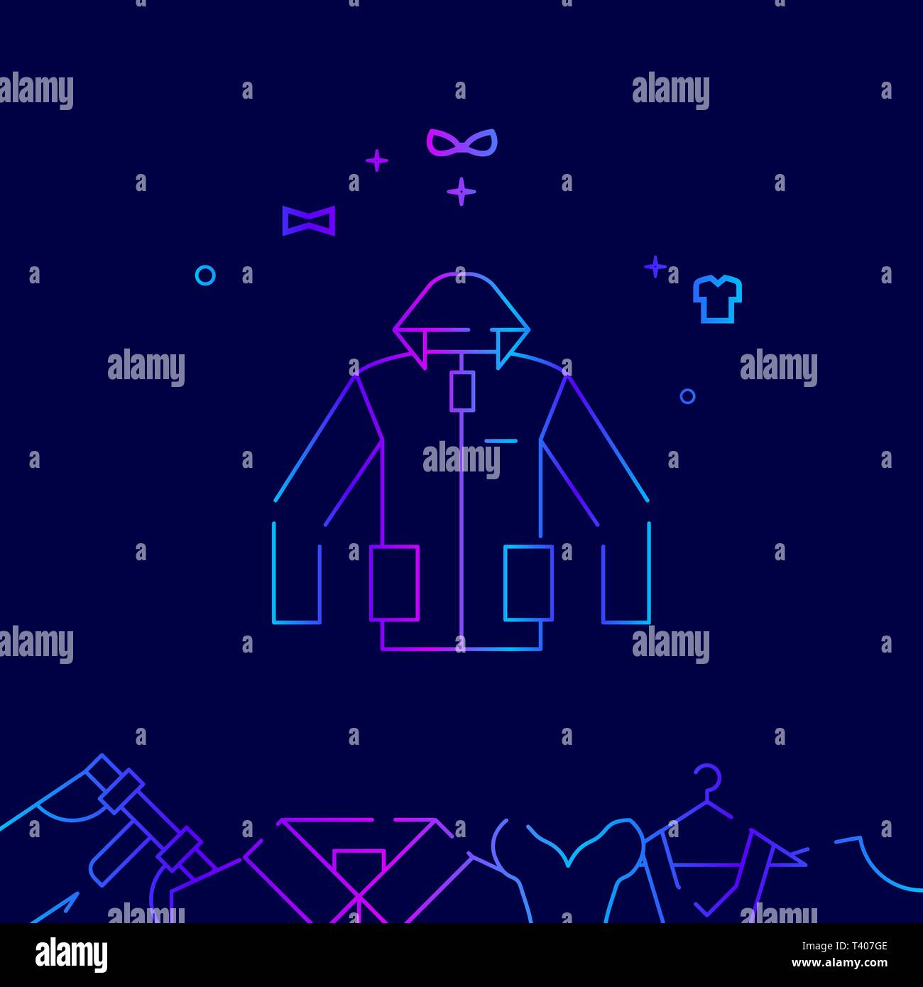 Hoodie or Winter Coat Vector Line Illustration. Clothes, Garments, Wear ...