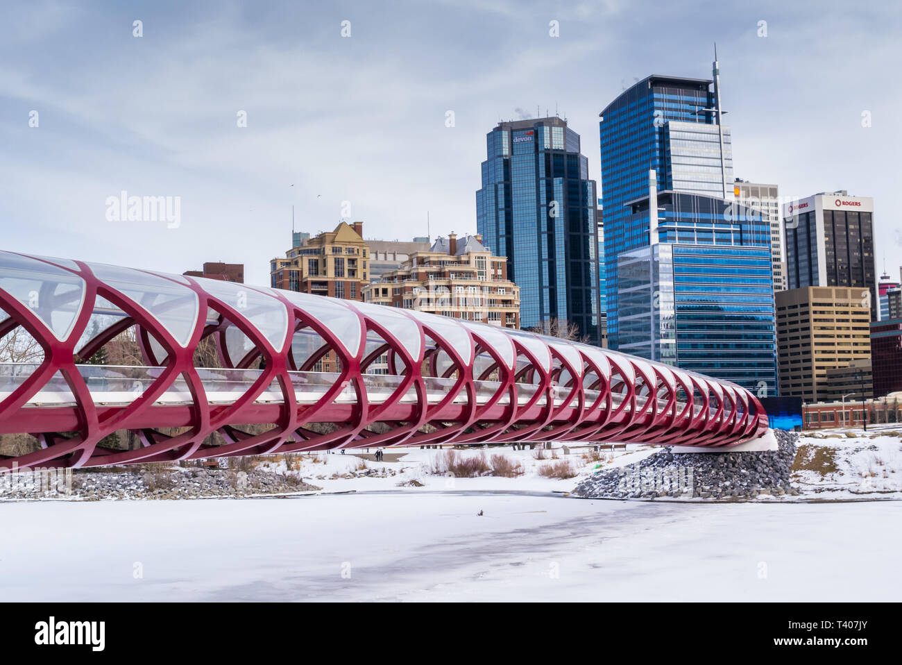 Peace bridge calgary skyline cityscape architecture hi-res stock ...