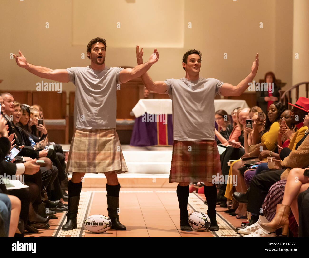 New York, NY - April 5, 2019: Rugby players Thom Evans and Max Evans ...