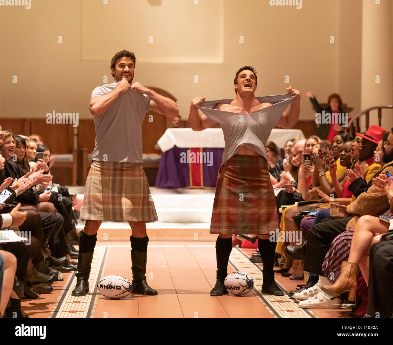 New York, NY - April 5, 2019: Rugby players Thom Evans and Max Evans ...