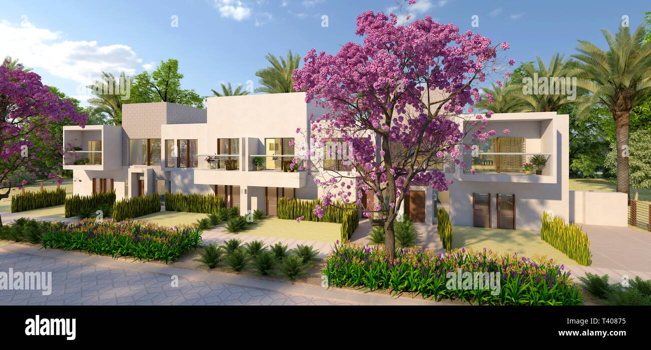 3d render modern buildings Stock Photo - Alamy