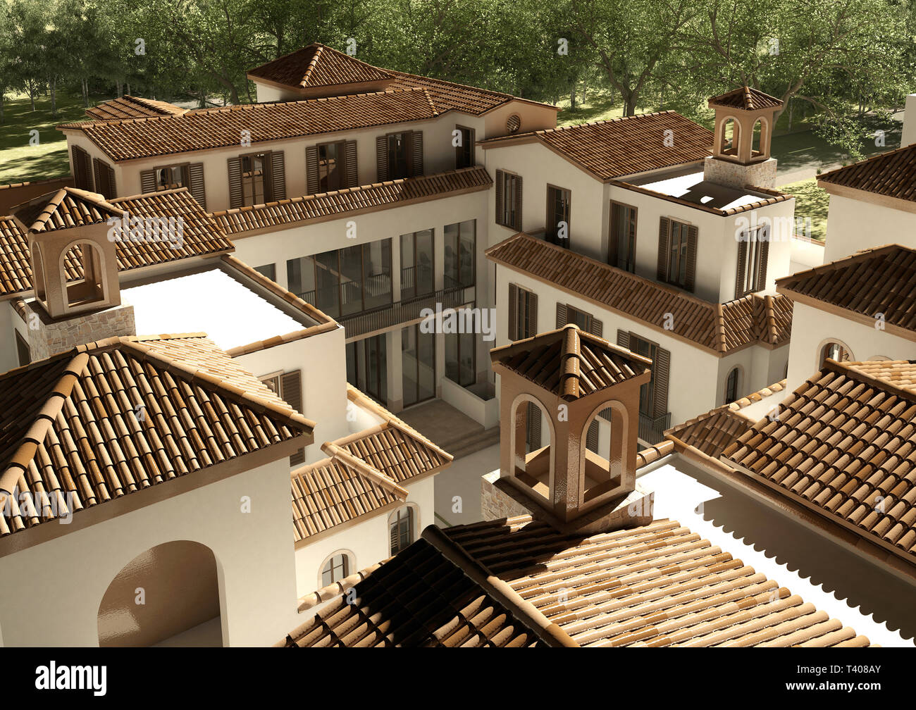 3d render modern buildings Stock Photo - Alamy
