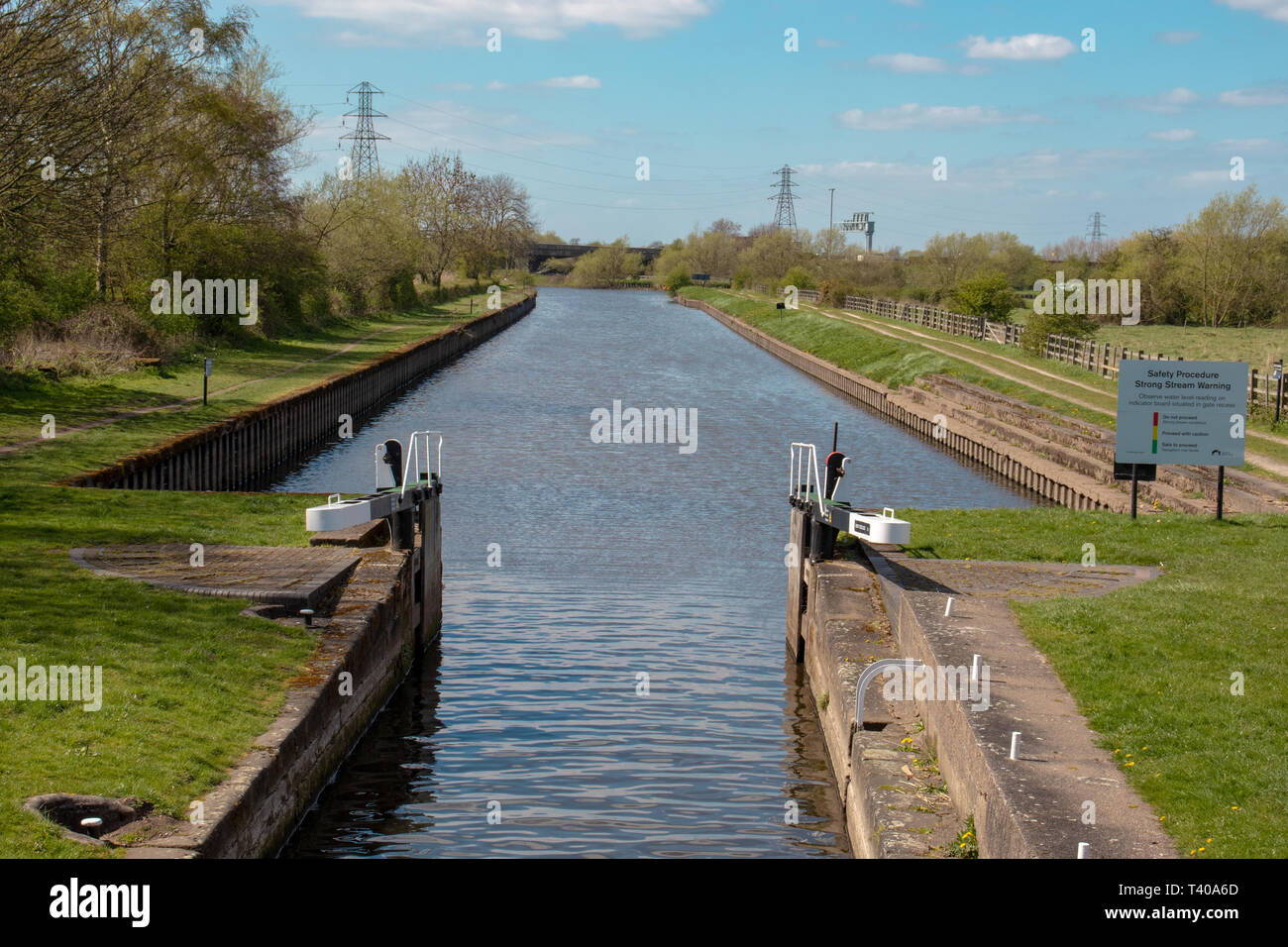 Trent and Mersey Canal ,Lock Gates and Railway Bridge near to Sawley ...