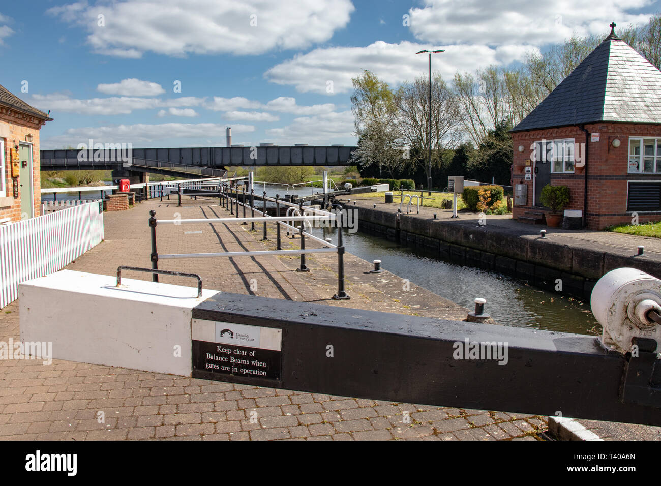 Trent and Mersey Canal ,Lock Gates and Railway Bridge near to Sawley ...
