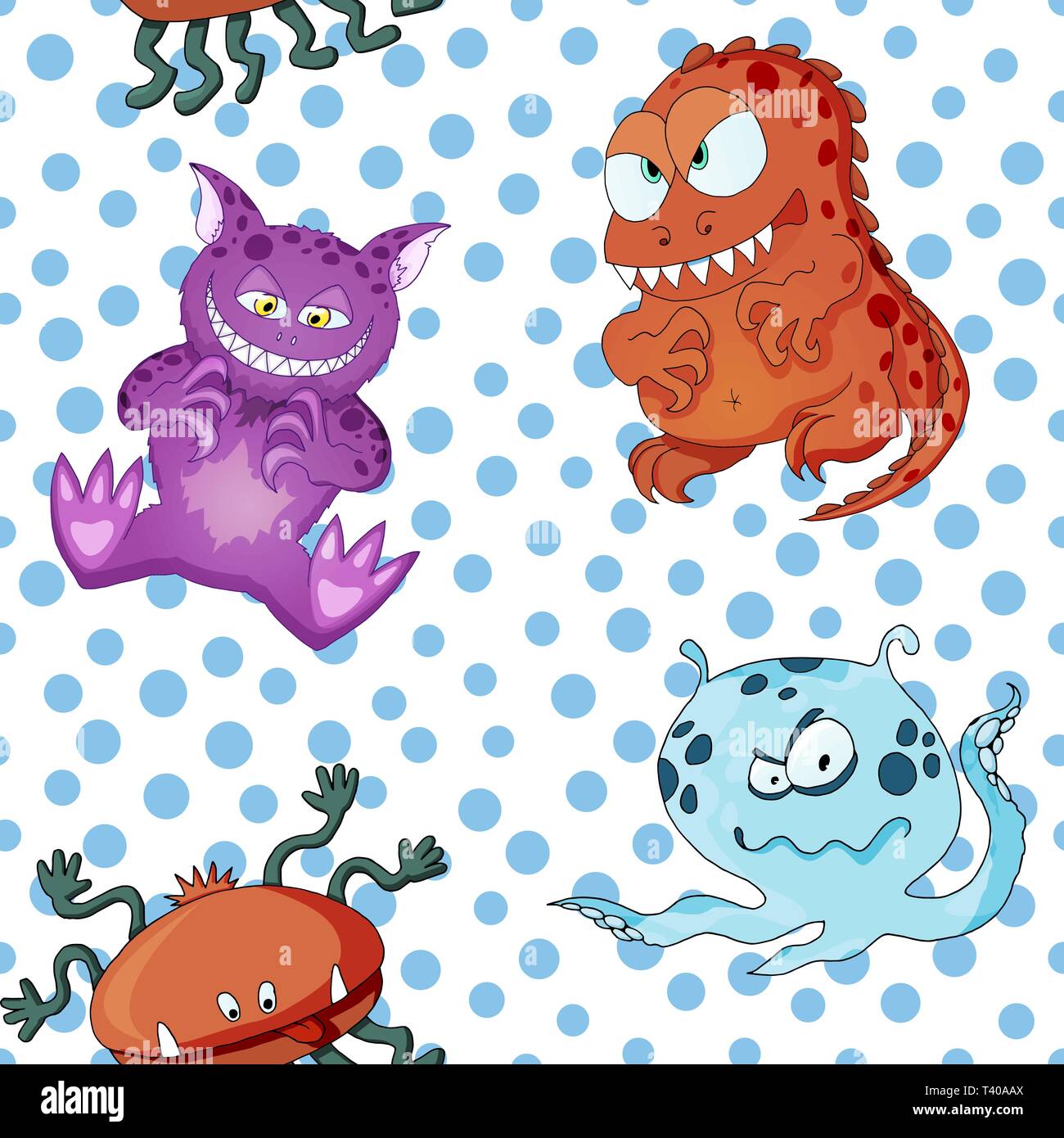 A seamless background pattern of happy, floating, cartoon, vector ...