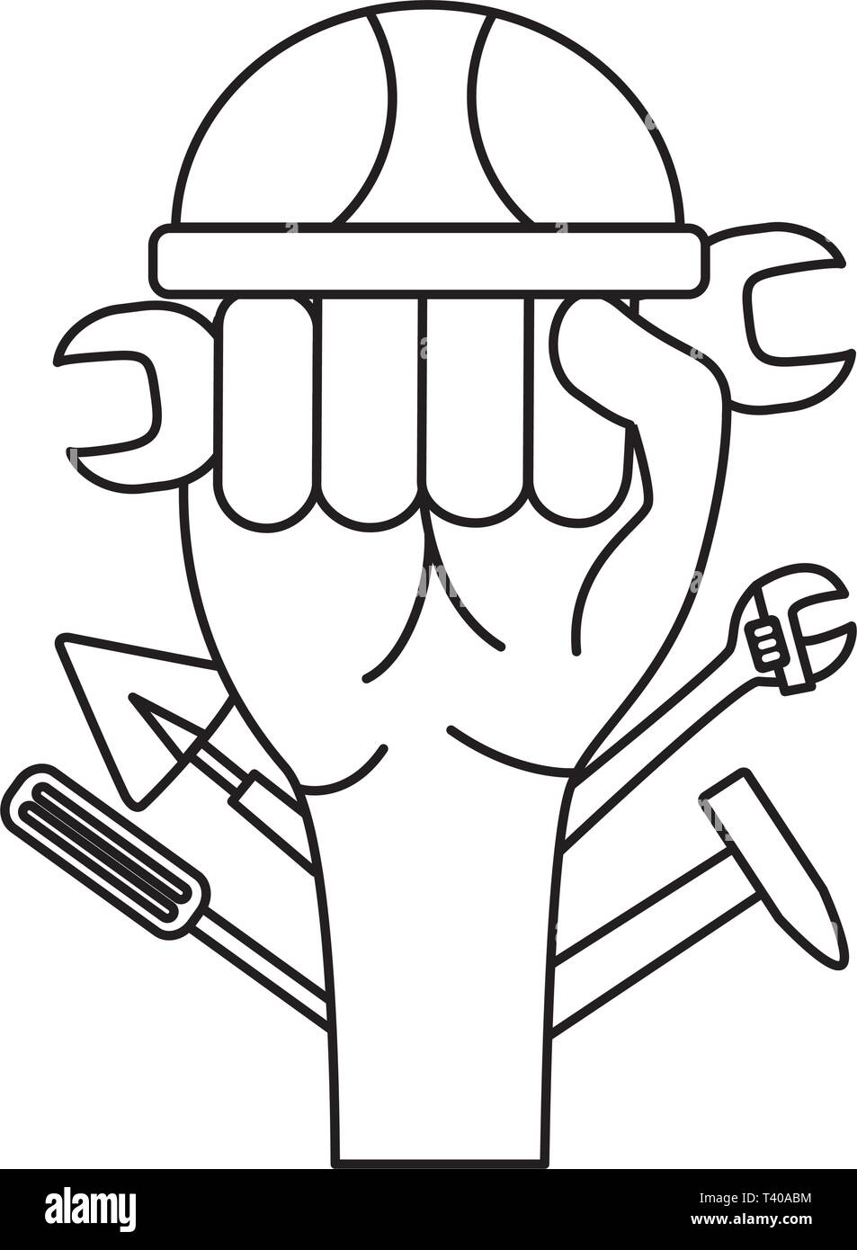 raised hand helmet tools Stock Vector Image & Art - Alamy