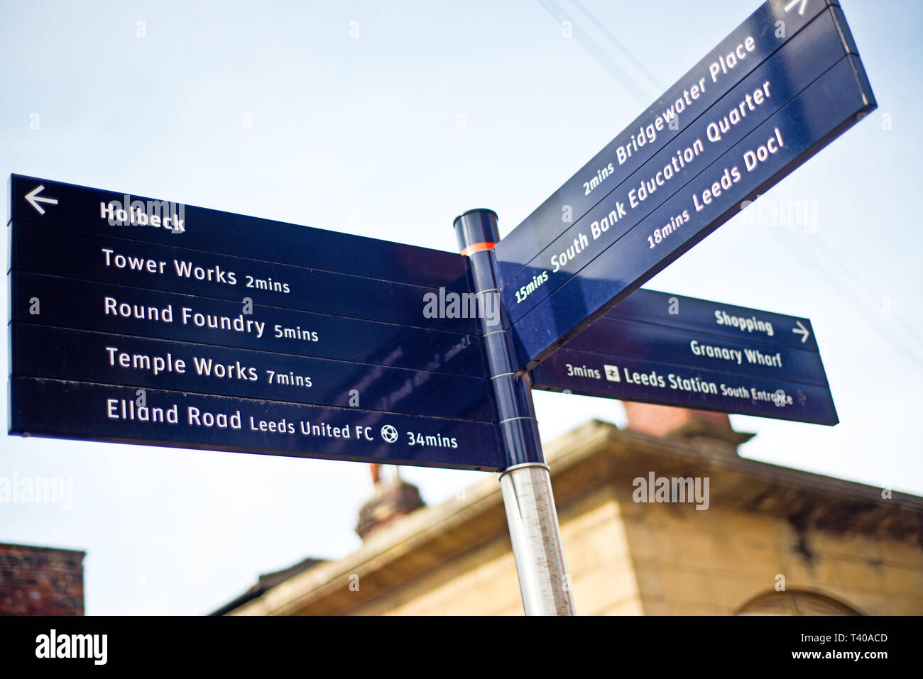 City Information Sign, Leeds, England Stock Photo - Alamy