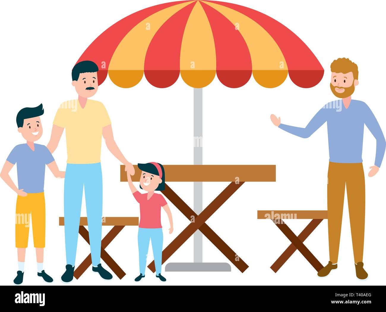 Picnic table man boy Stock Vector Images - Alamy