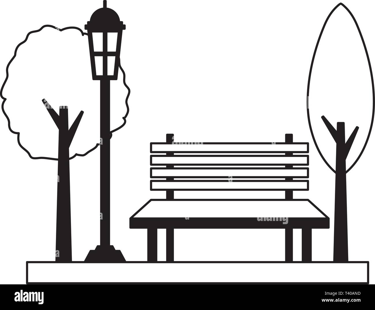 park bench lamp post Stock Vector Image & Art - Alamy