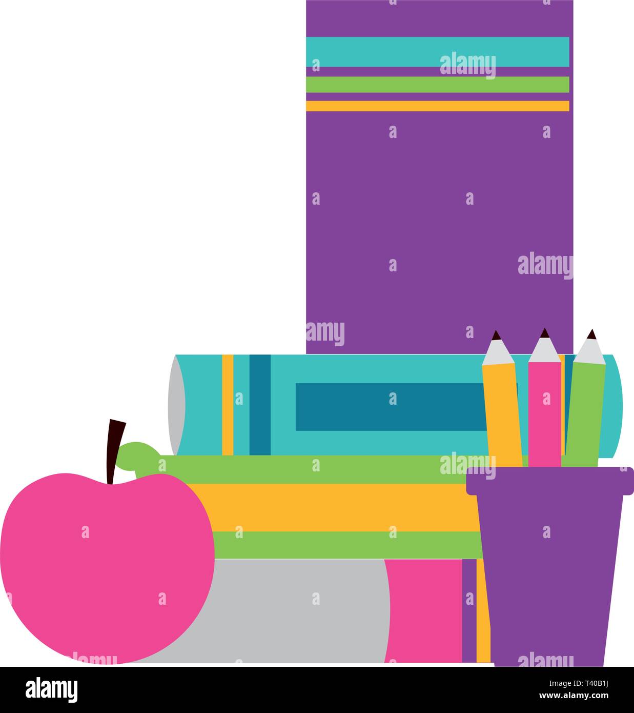 books apple pencils school supplies Stock Vector Image & Art - Alamy
