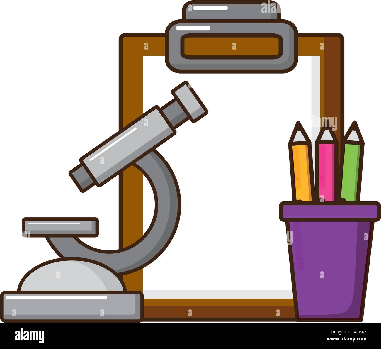 school microscope pencils clipboard Stock Vector Image & Art - Alamy