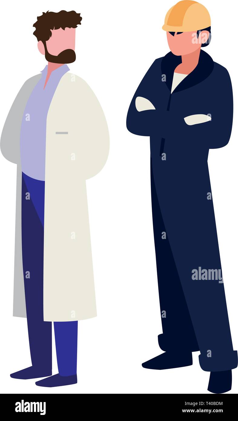 couple of professional workers characters vector illustration design ...