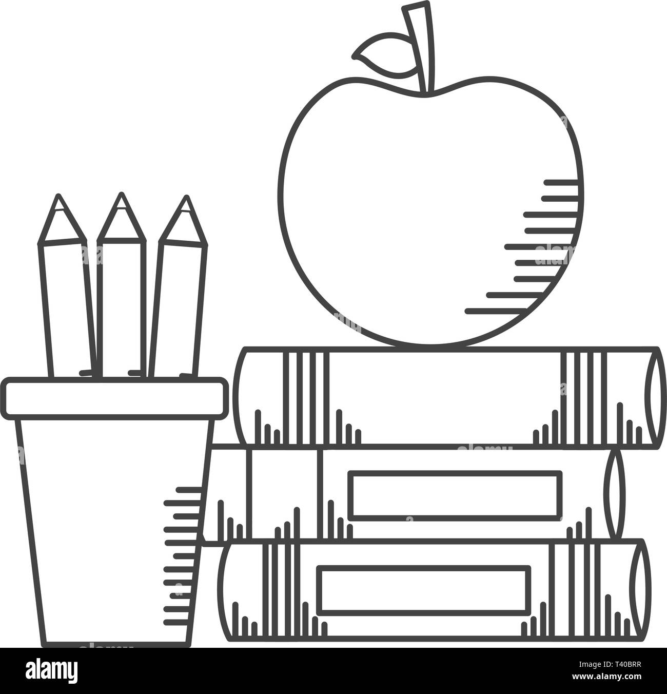 books apple pencils school supplies Stock Vector Image & Art - Alamy