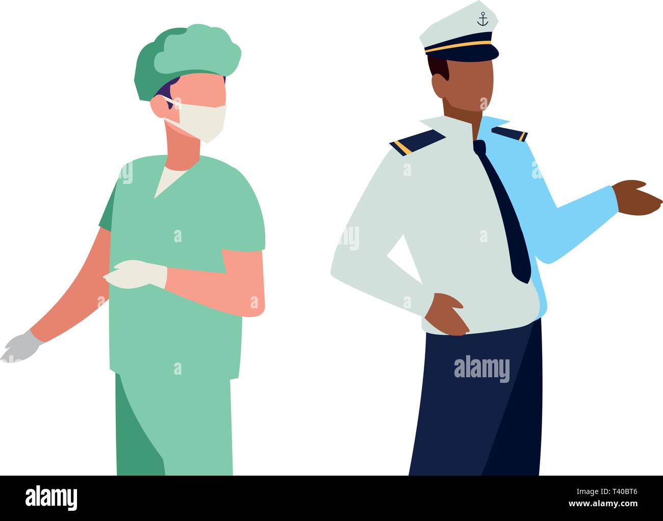 couple of professional workers characters vector illustration design ...